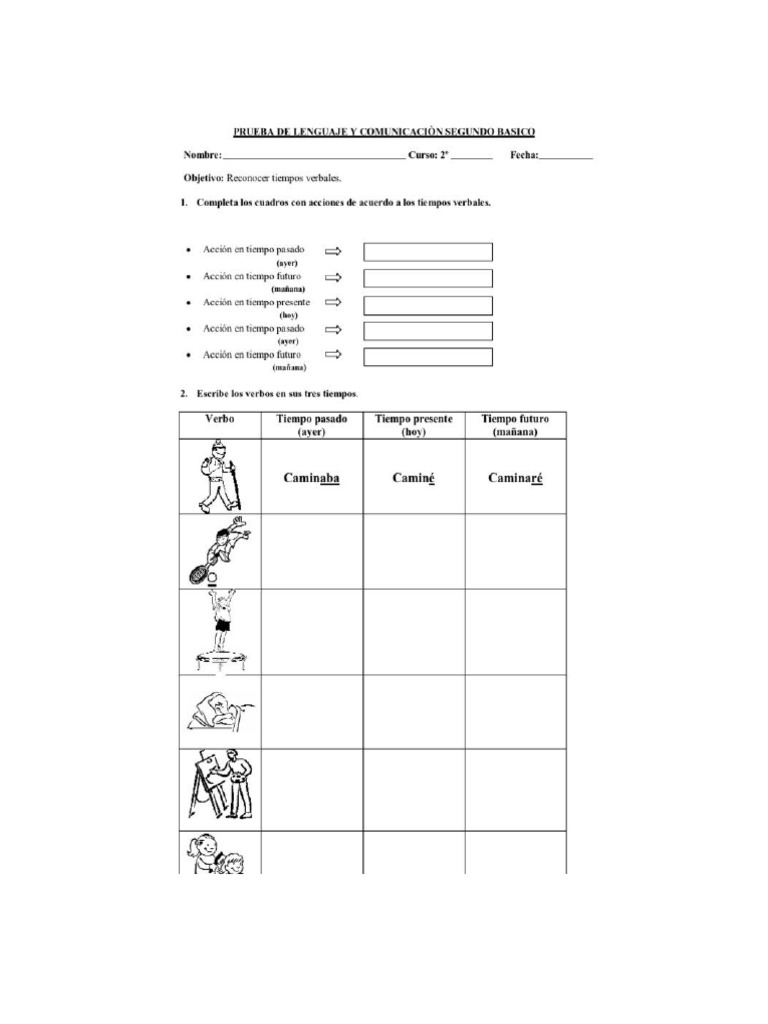 Prueba Tiempos Verbales | PDF | Juegos y actividades