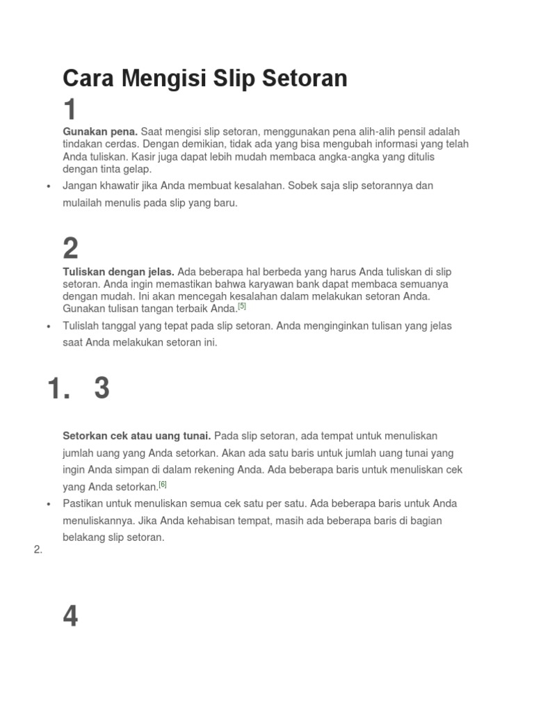 Cara Mengisi Slip Setoran | PDF