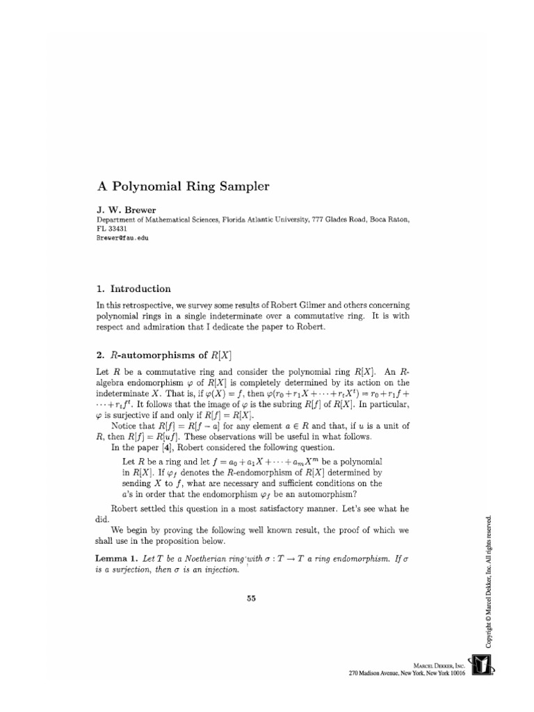 A Polynomial Ring Sampler | PDF | Ring (Mathematics) | Functions And ...