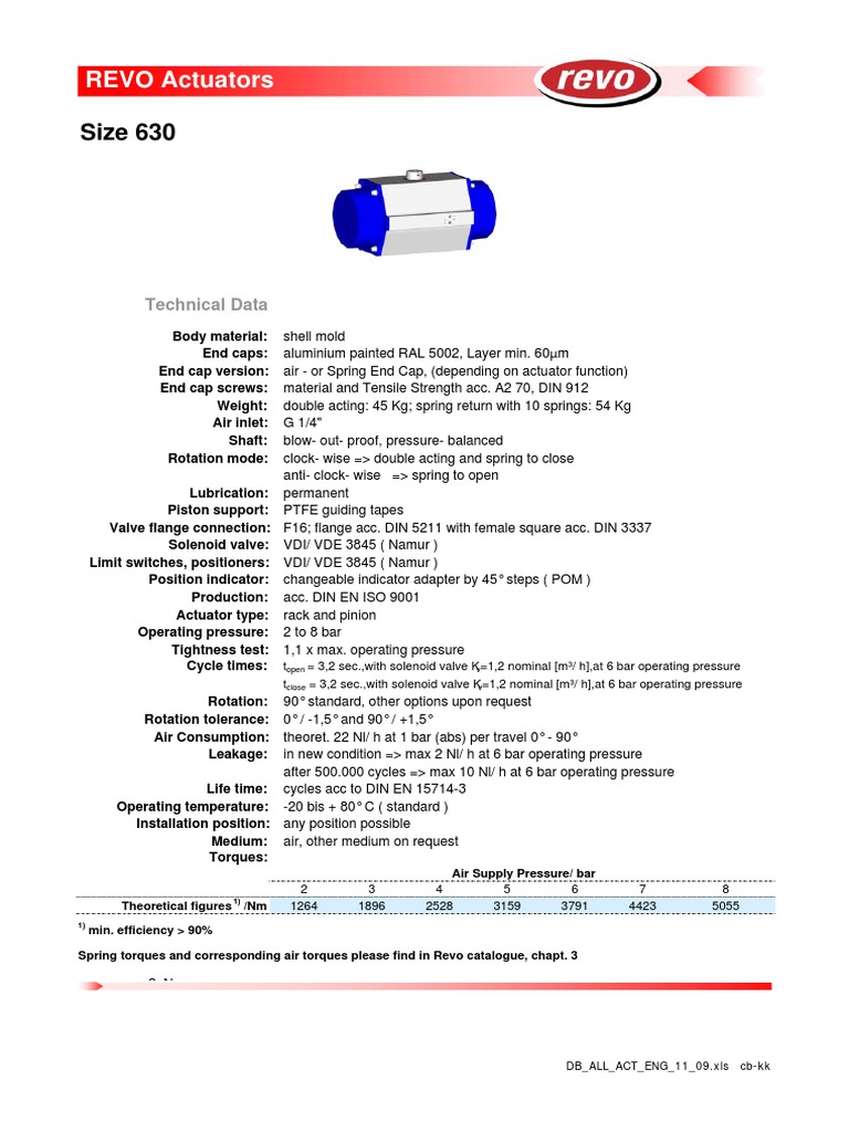 Size 630: REVO Actuators | PDF | Valve | Actuator