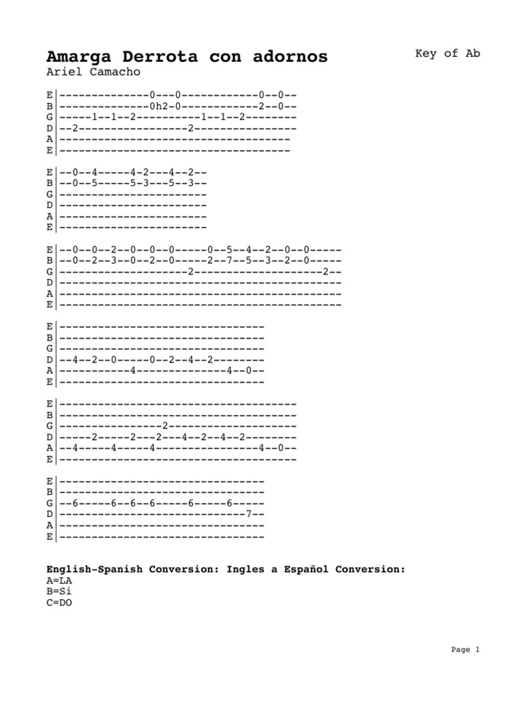 Acordes de "Amarga Derrota" | PDF | Ocio | Entretenimiento (general)