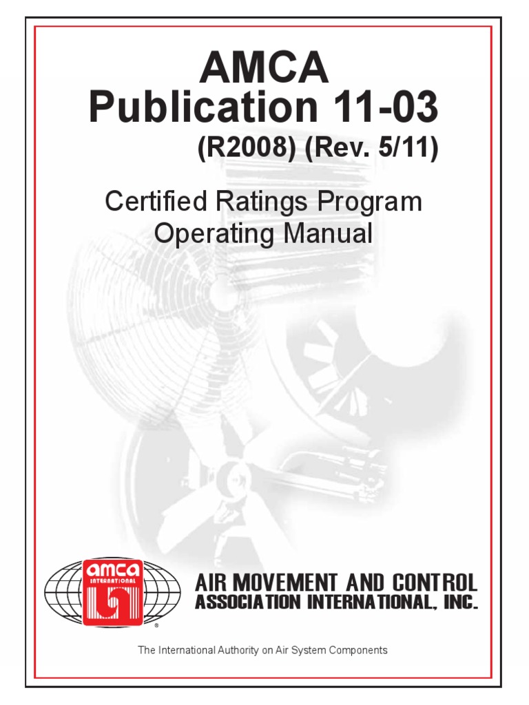Amca Publication 11-03: Certified Ratings Program Operating Manual ...