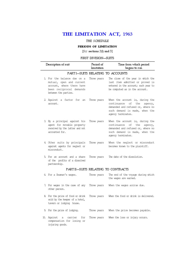 Indian Limitation Act, 1963 PDF | PDF | Promissory Note | Mortgage Law