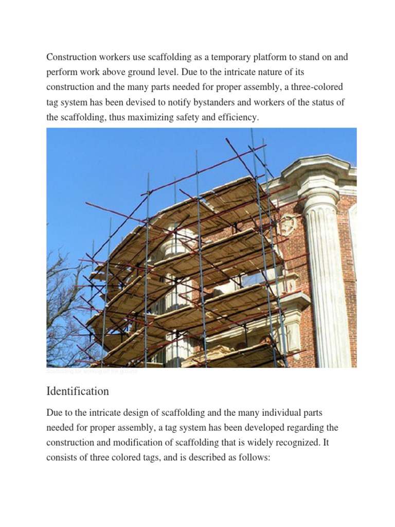 Construction Workers Use Scaffolding As A Temporary Platform To Stand ...