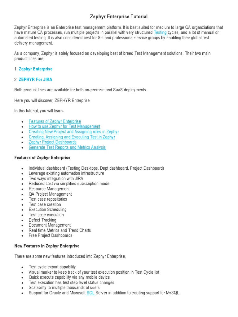 Zephyr Enterprise Tutorial | PDF | My Sql | Portable Document Format