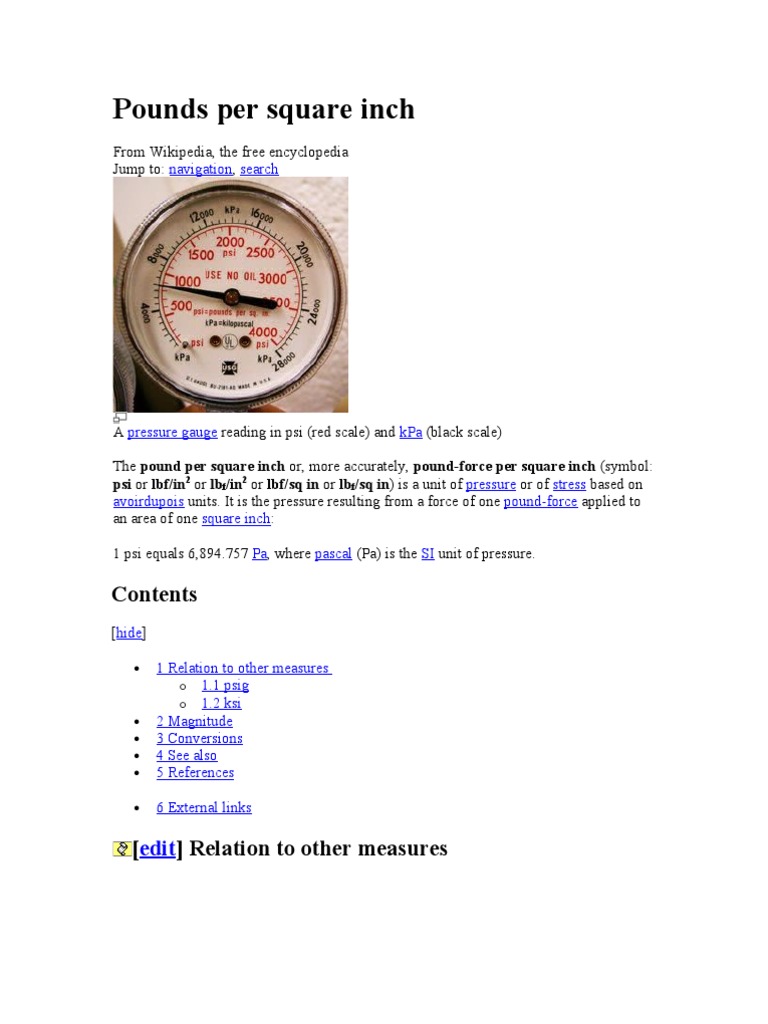 Pounds Per Square Inch: Navigation Search | PDF | Pounds Per Square ...