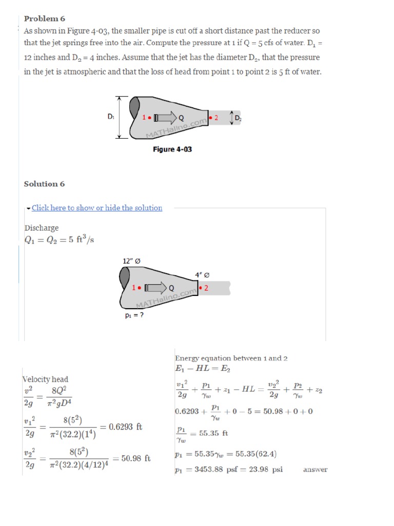 Hydraulics Problem Set | PDF