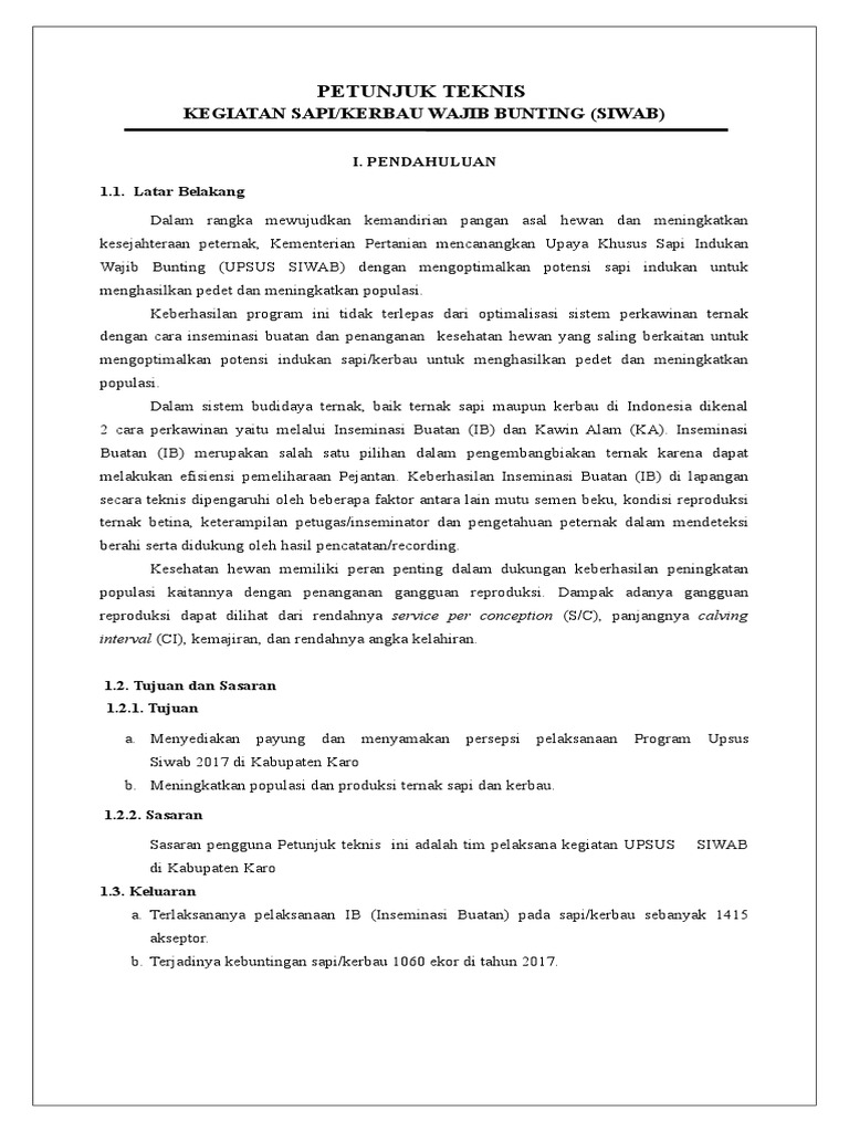 Panduan Teknis SIWAB Sapi/Kerbau 2017 | PDF | Kesehatan Holistik | Sains & Matematika