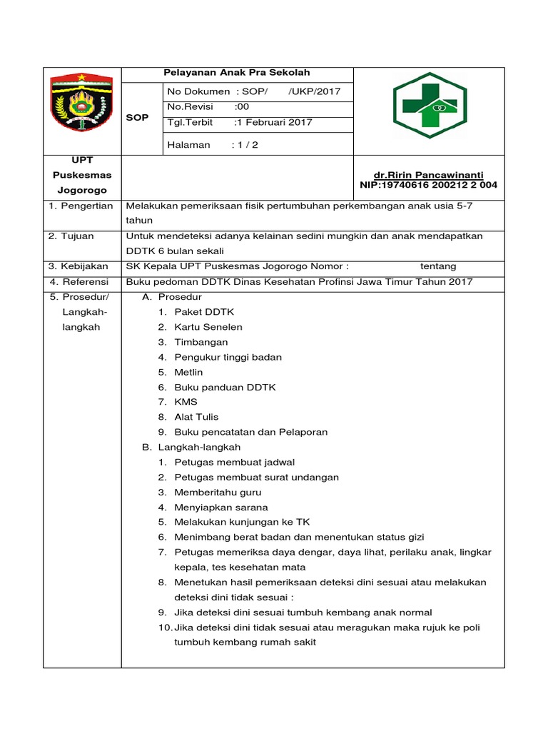 Sop Anak Pra Sekolah | PDF | Pengembangan Diri | Sains & Matematika