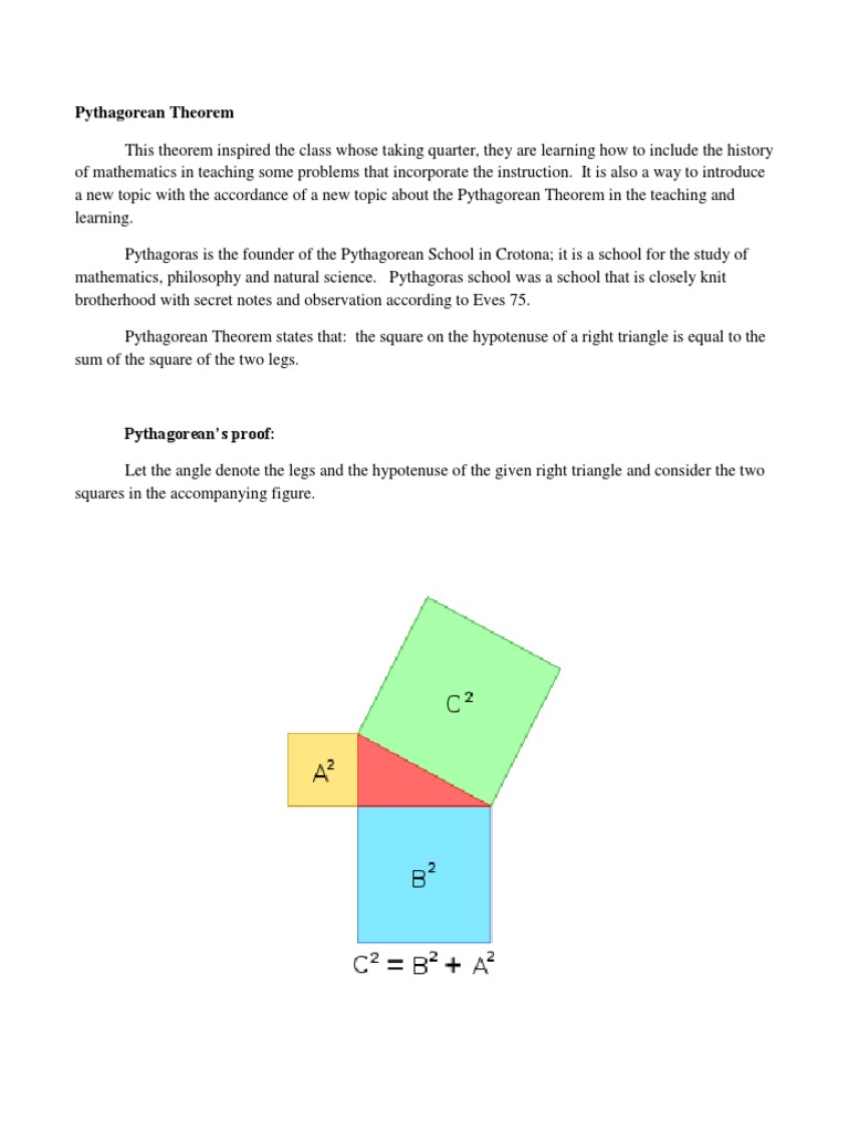 Pythagorean Theorem: A Concise Overview of its History, Proof and ...