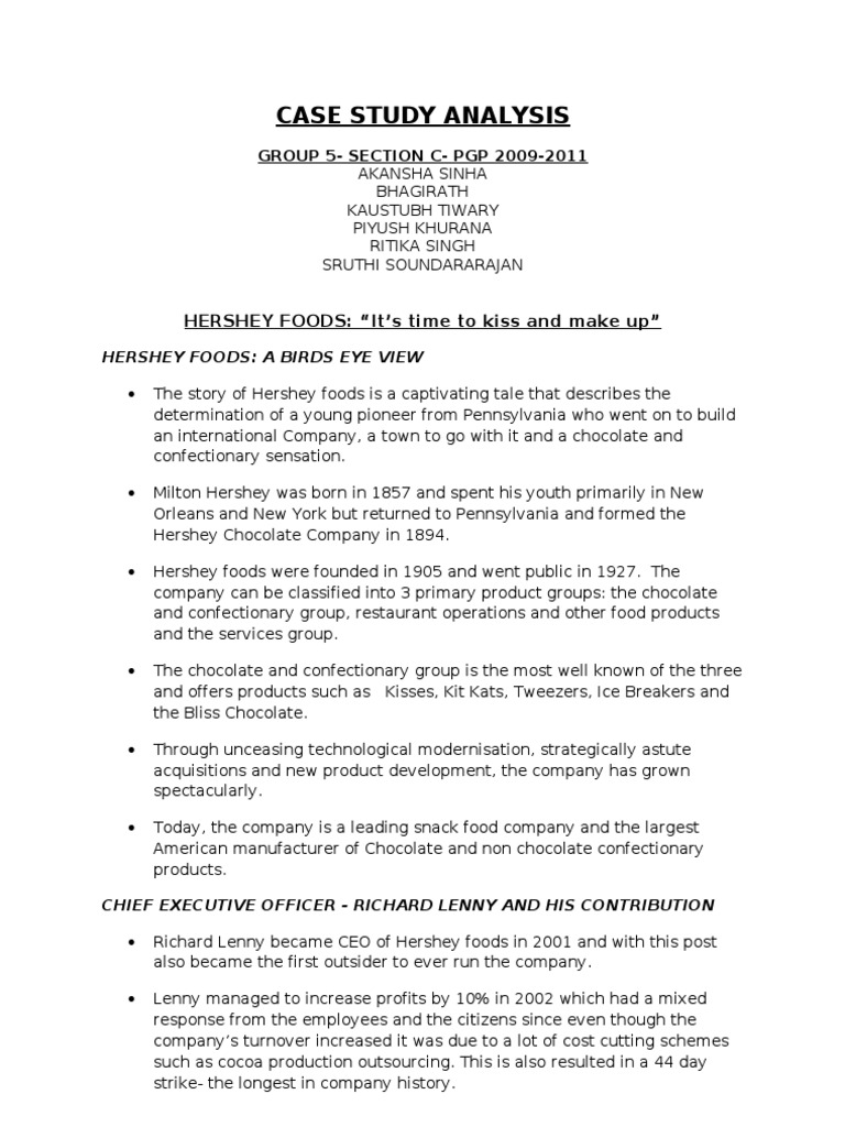 CASE STUDY - Hershey Foods | PDF | Chocolate | Business