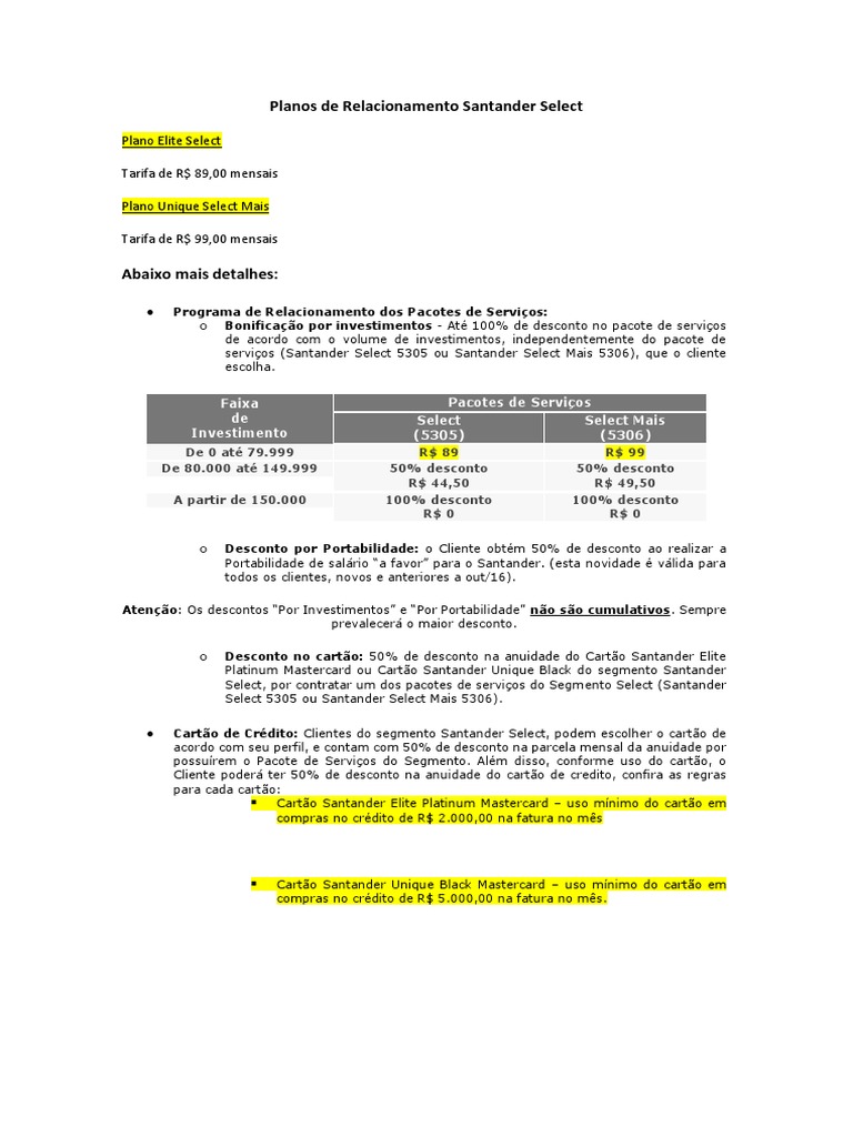 Planos Select e Select Mais | PDF | Indústrias de serviços | Economias