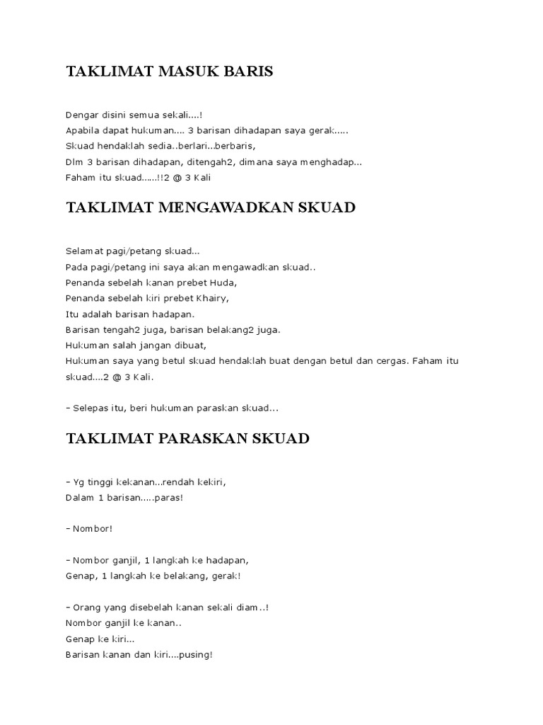 BAHASA HUKUMAN KAWAD SETINGKAT (Pelajaran: Berpusing Ke Kanan Pusing ...