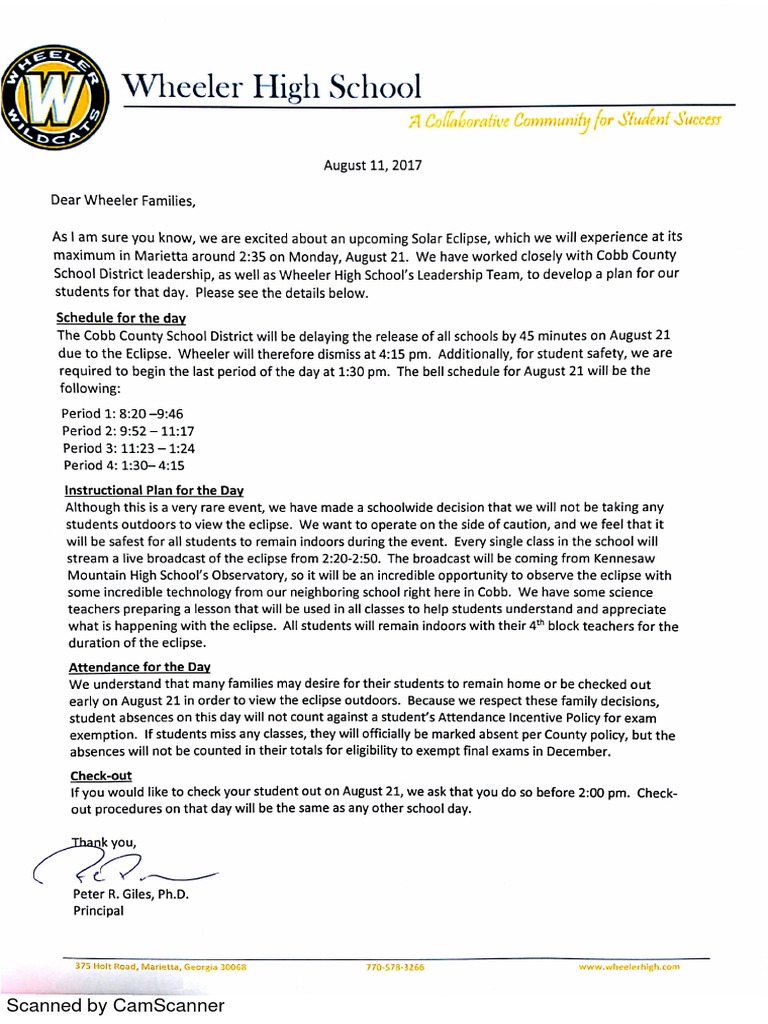 Whs Eclipse Letter | PDF