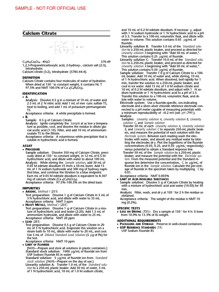 Sample Monograph | PDF | Acid | Ph