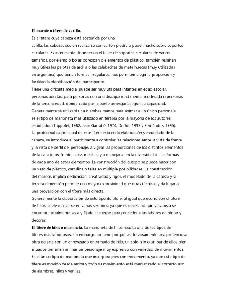 El Marote o Títere de Varilla | PDF | Imagen | Percepción