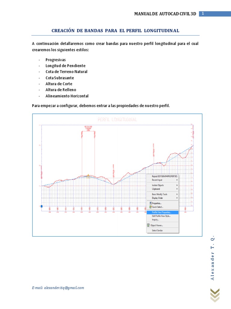 Manual de AutoCAD Civil 3D CivilGeeks - Com Creación de Bandas para El Perfil Longitudinal ...