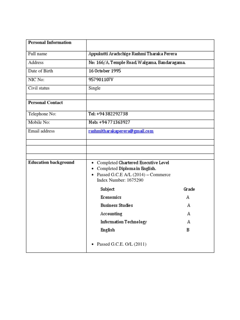 Personal Information | PDF