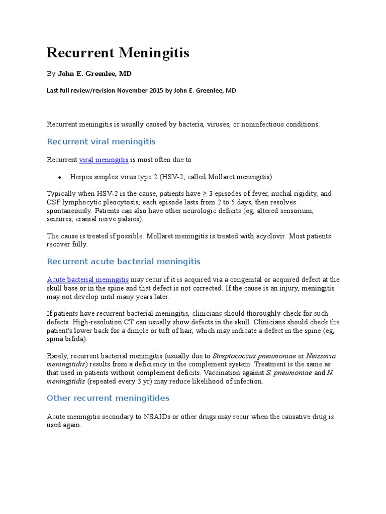 Recurrent Meningitis | PDF