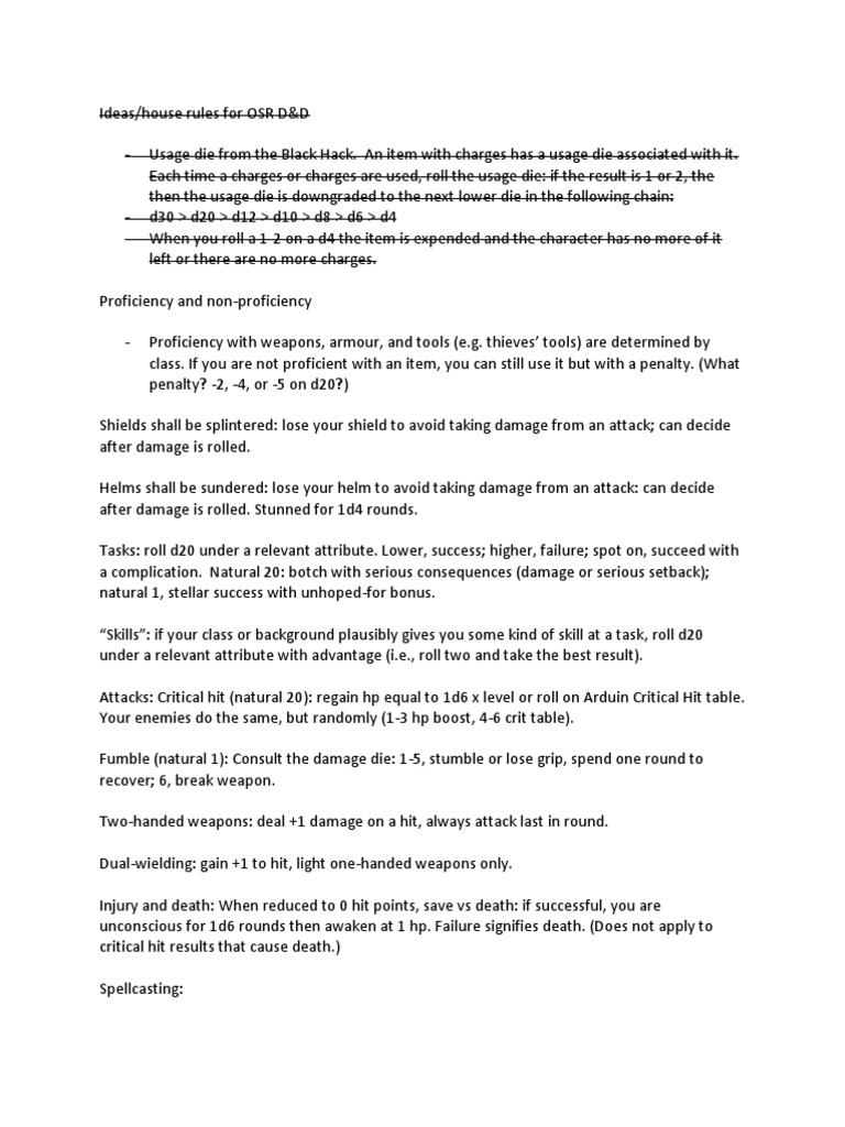 House Rules For OSR D&D | PDF | Fantasy Role Playing Games | Role Playing
