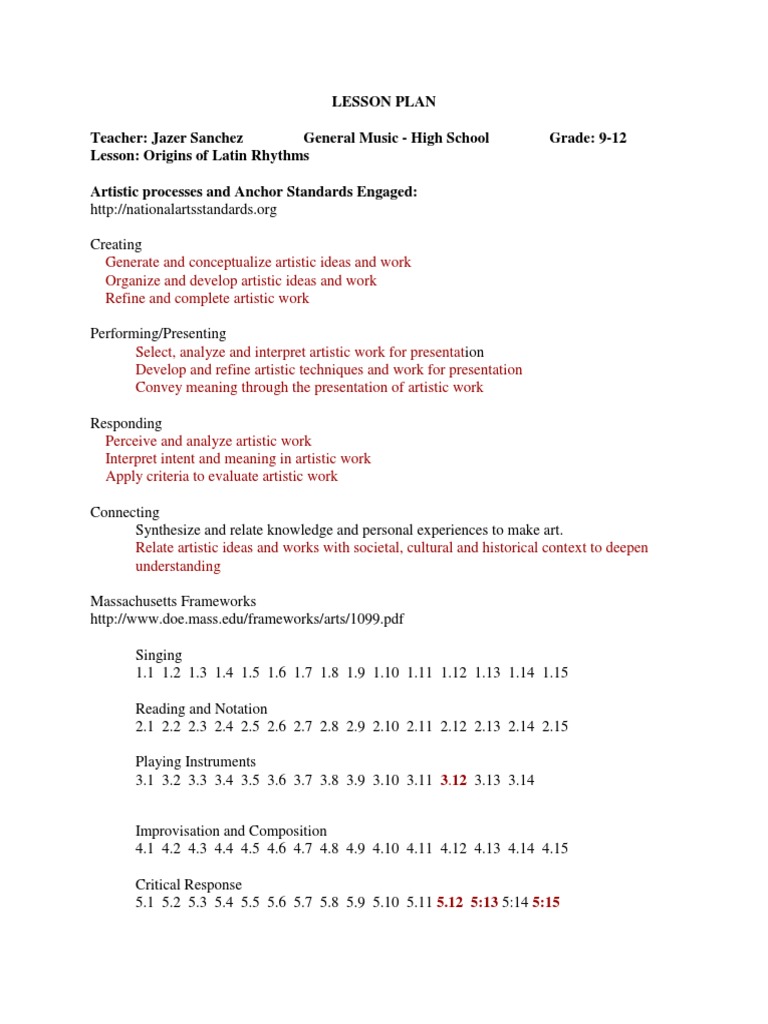 Lesson Plan - Latin Rhythms | PDF | Rhythm | Dances