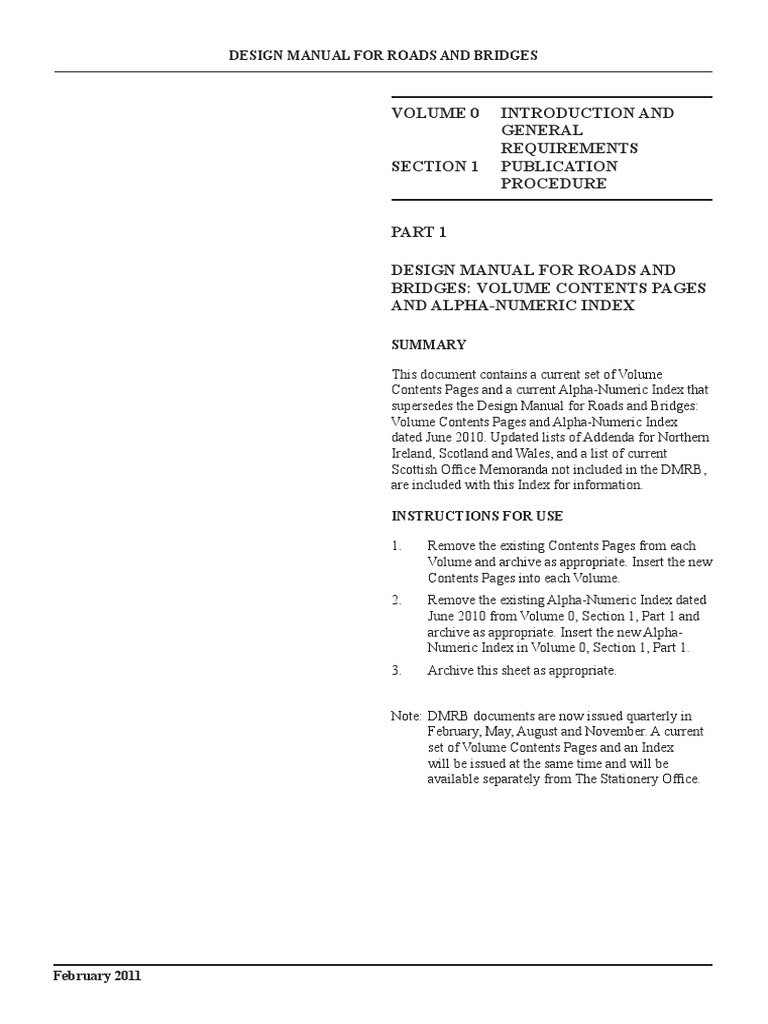 PART I Design Manual For Roads & Bridges | PDF | Traffic | Road