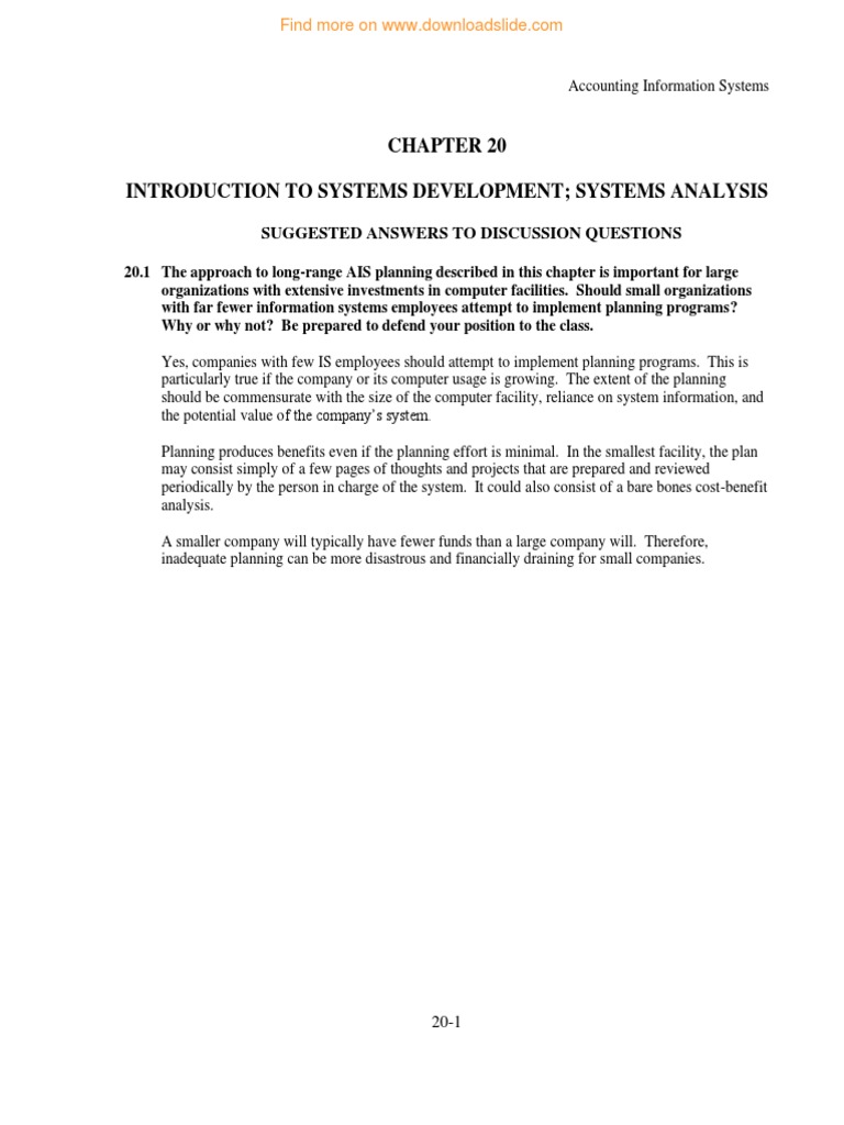 Introduction To Systems Development Systems Analysis: Suggested Answers To Discussion Questions ...