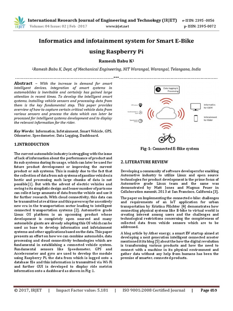 Informatics and Infotainment System For Smart E-Bike Using Raspberry Pi ...