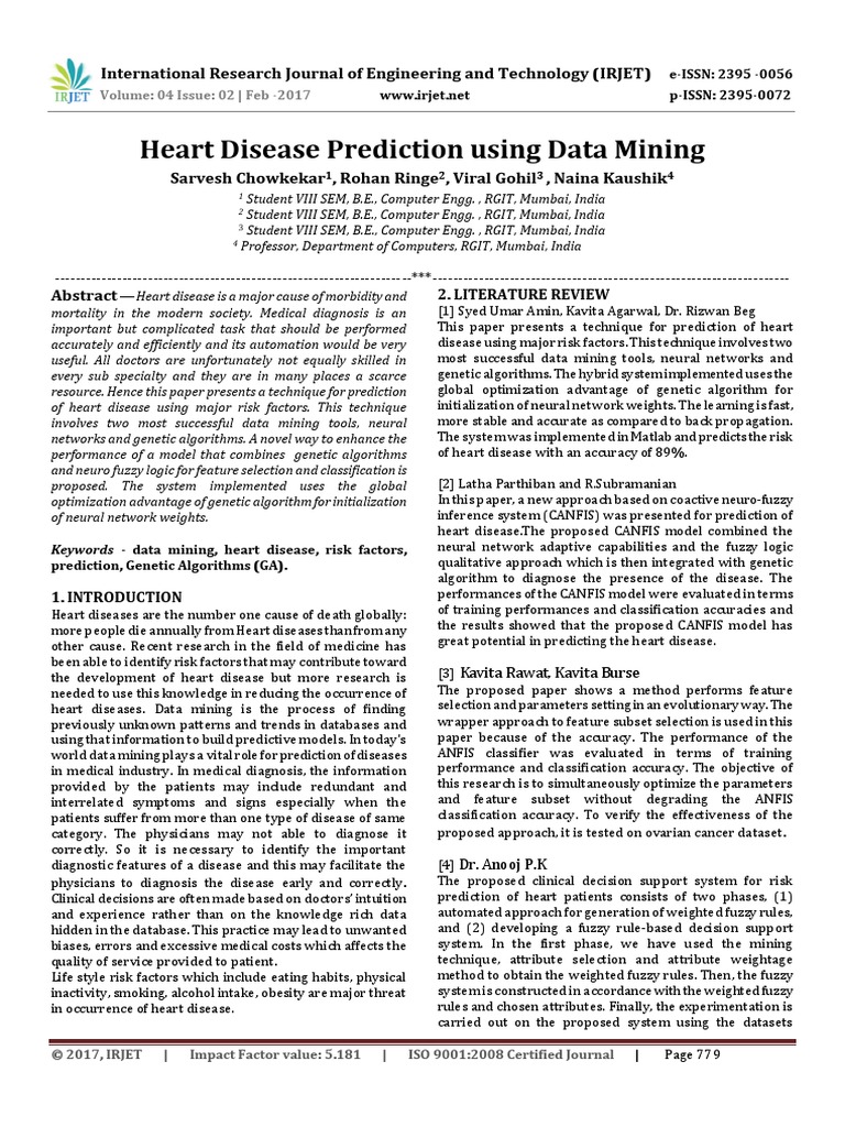 Heart Disease Prediction using Data Mining | Cardiovascular Diseases ...