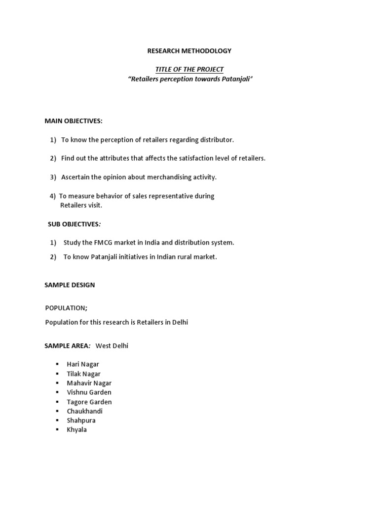 Research Methodology: Title of The Project | PDF | Survey Methodology ...