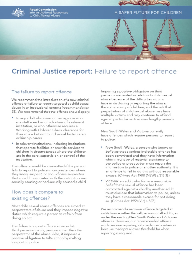 Factsheet Criminal Justice Report Failure To Report Offence | PDF ...