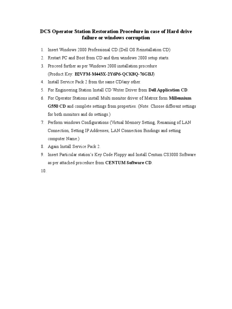 Yokogawa DCS Operator Station Restoration Procedure in Case of Hard ...