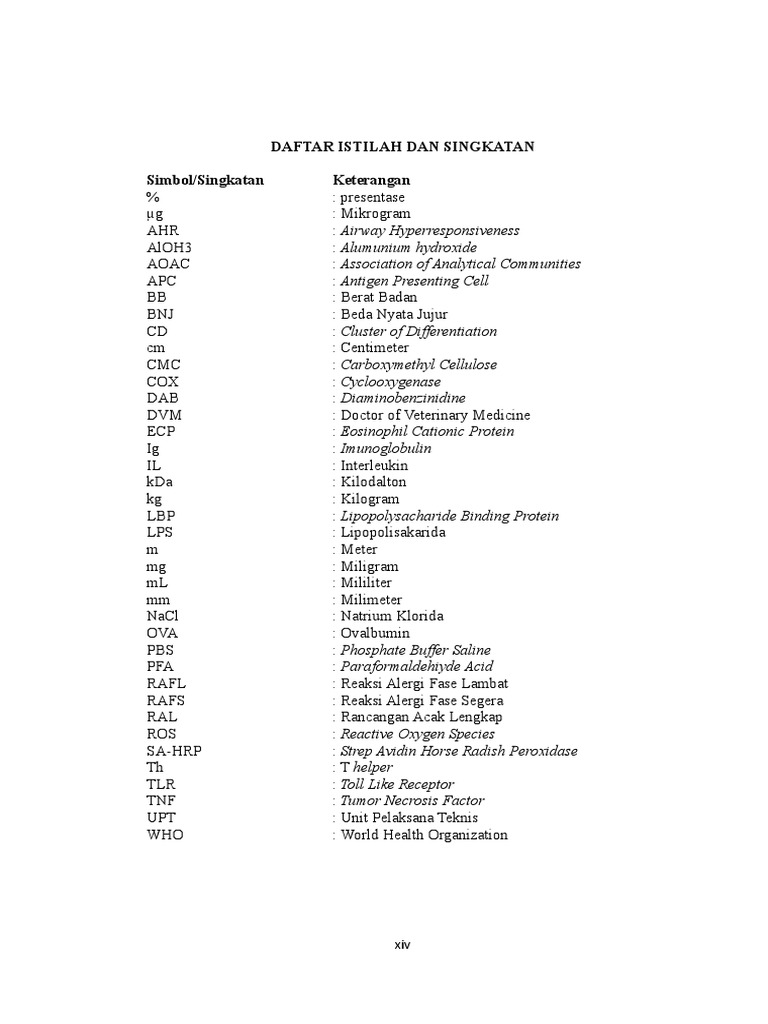 Daftar Istilah Dan Singkatan Simbol/Singkatan Keterangan | PDF