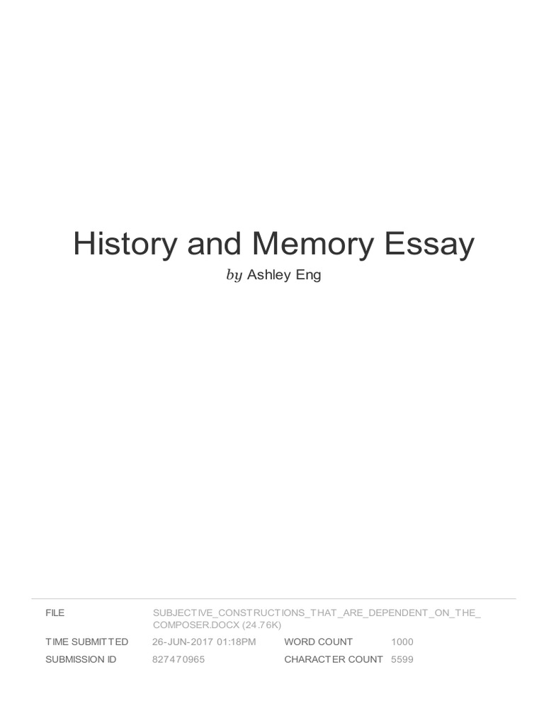 History and Memory Essay | PDF