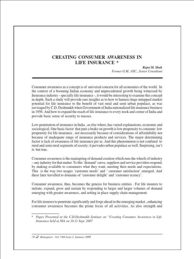 Life Insurance Awareness | PDF | Insurance | Strategic Management