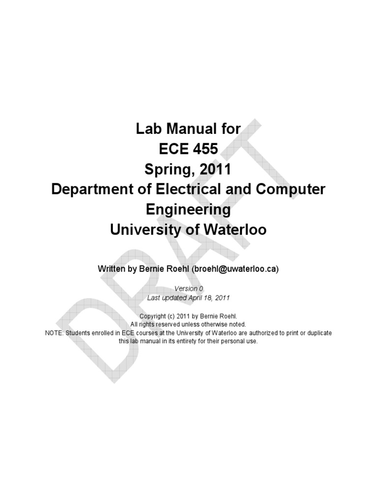 Lab Manual For ECE 455 Spring, 2011 Department of Electrical and ...