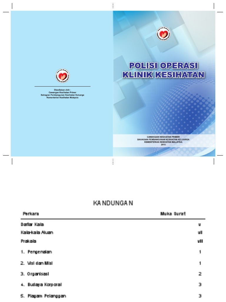 Buku Polisi Operasi Klinik Kesihatan-1 | PDF