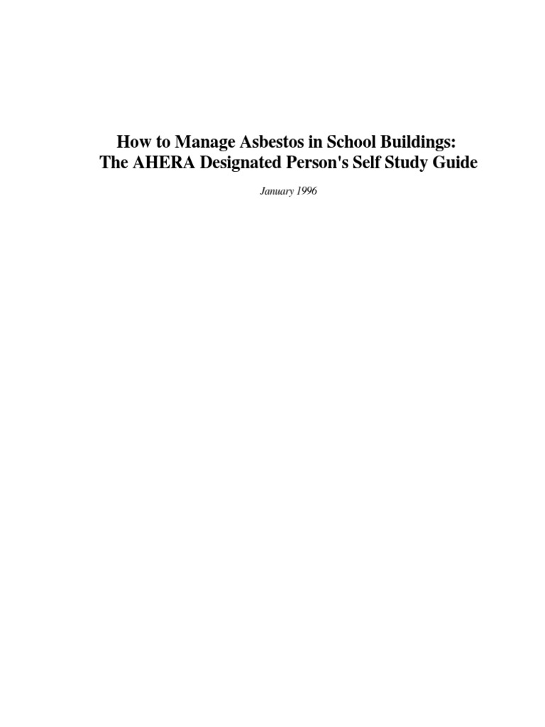 Managing Asbestos in Schools: A Self-Study Guide for Designated Persons ...