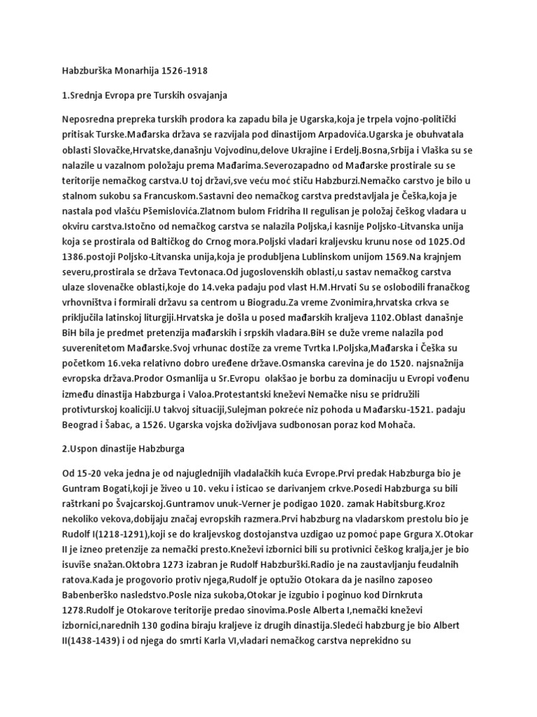 Habzburška Monarhija 1526 | PDF