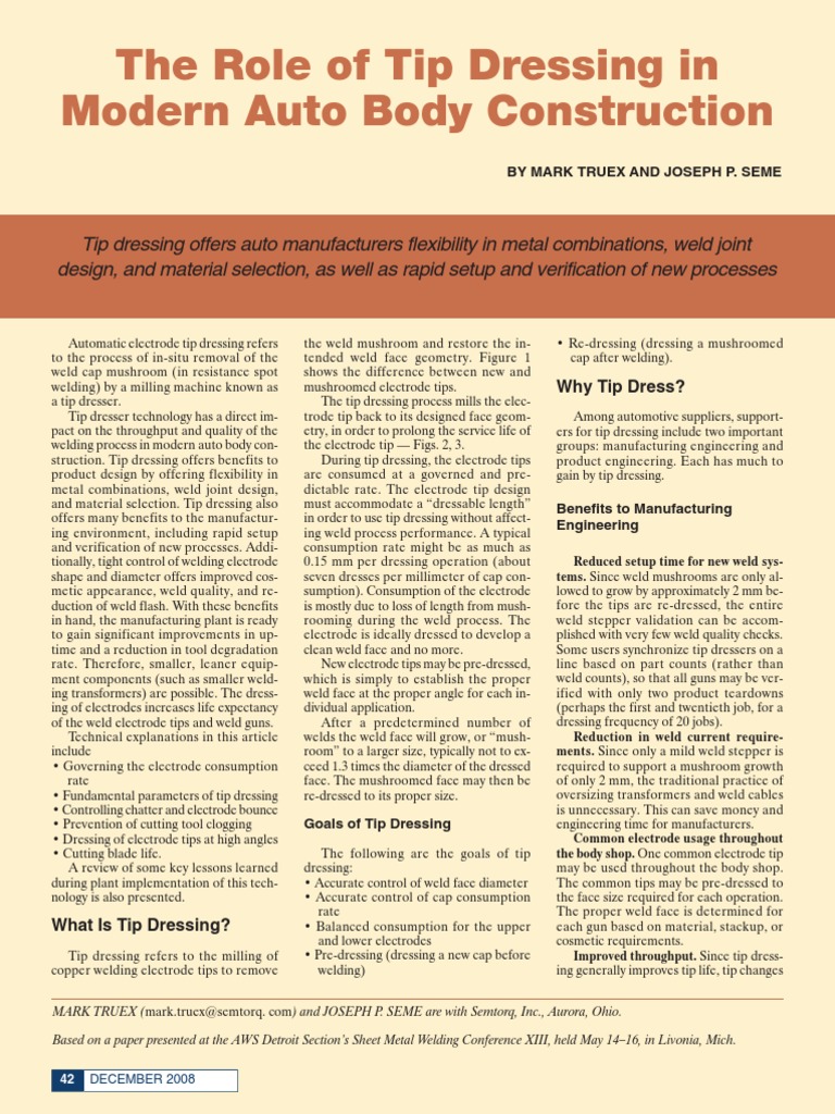Automatic Electrode Tip Dressing Guide | PDF | Blade | Welding
