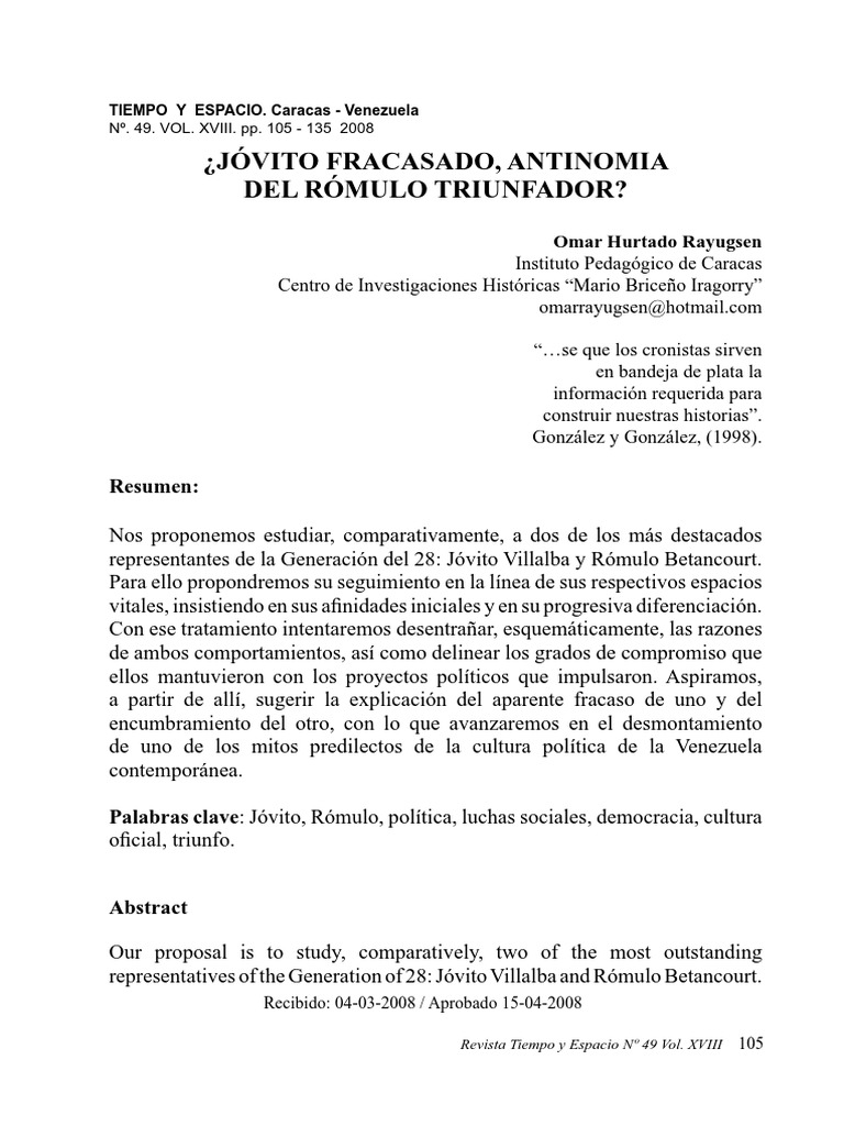 ¿Jóvito Fracasado, Antinomia | PDF | Venezuela | Democracia