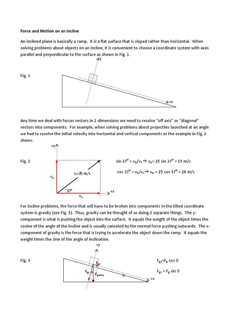Force and Motion on an Inclined Plane Explained | PDF | Euclidean ...