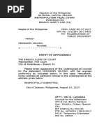 Sample Formal Entry of Appearance - People v. X | PDF