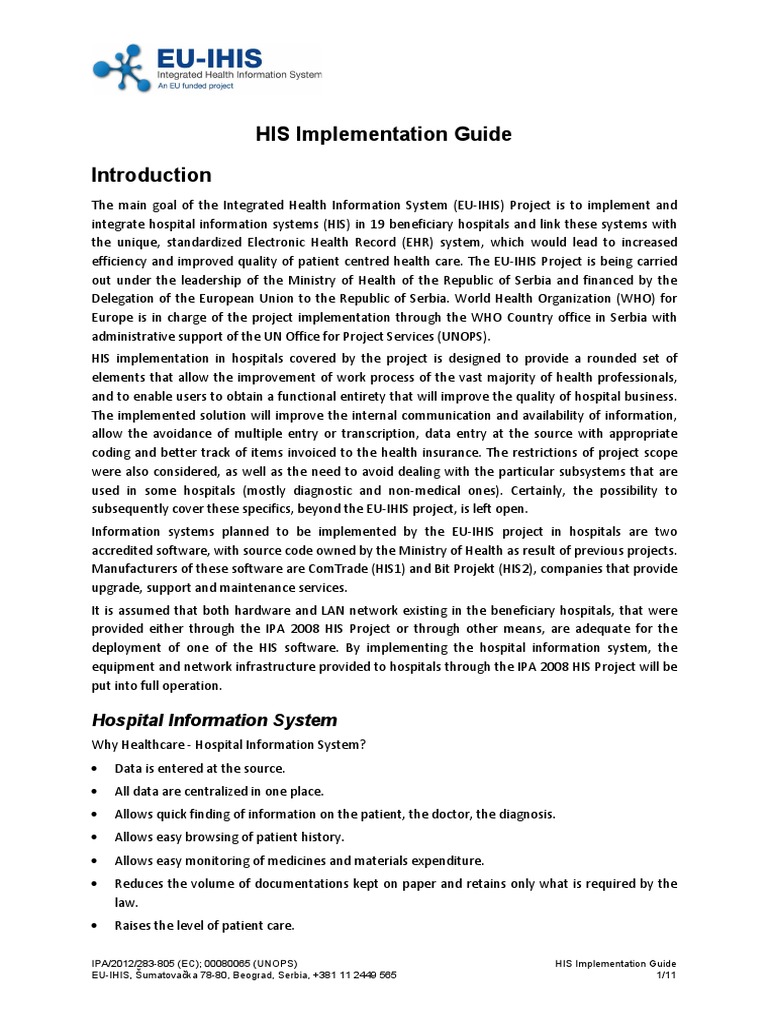 HIS Implementation Guide | Download Free PDF | Electronic Health Record ...
