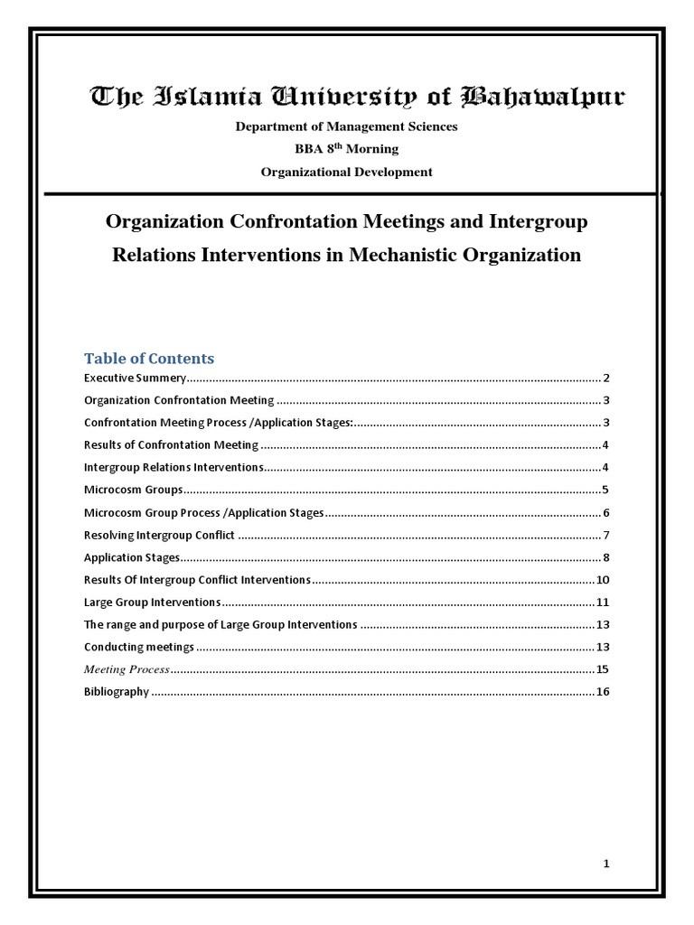 Organization Confrontation Meetings Overview | PDF | Social Psychology ...