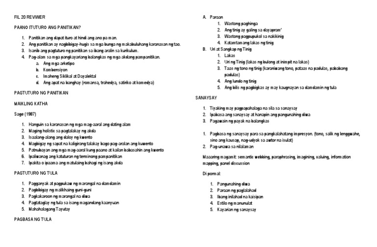 Fil 20 Reviwer | PDF