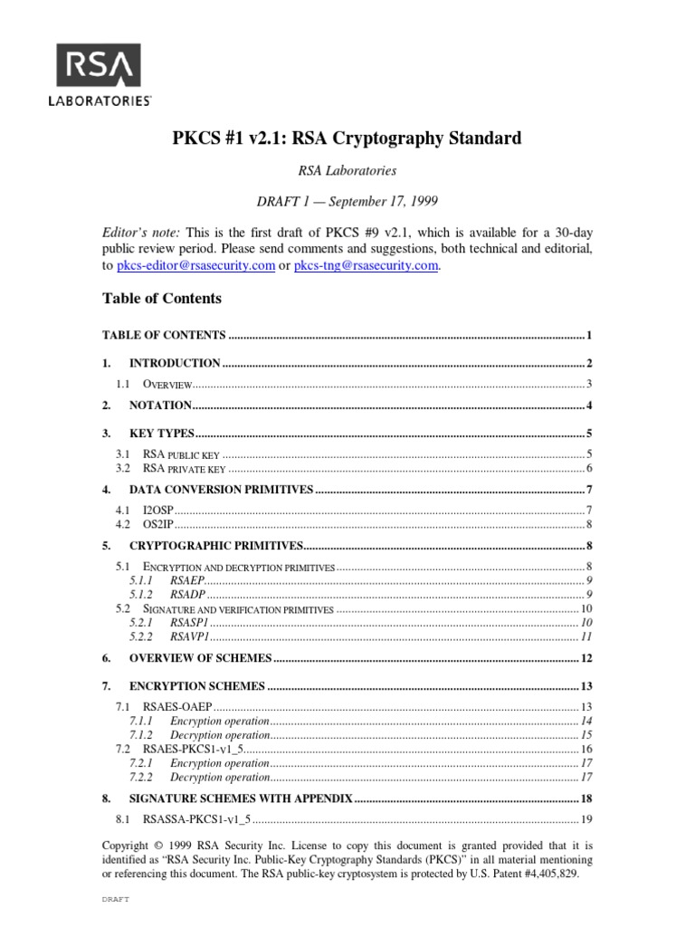 PKCS V2.1 RSA Cryptography Standard | PDF | Cryptography | Key ...