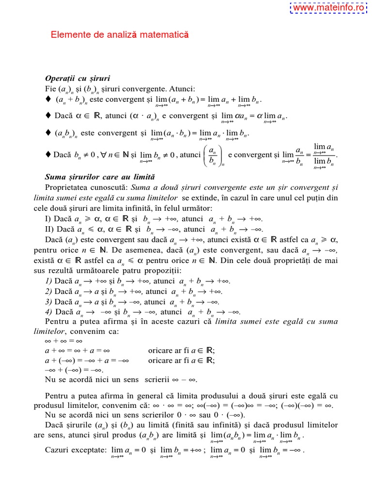 Elemente de Analiza Matematica PDF | PDF