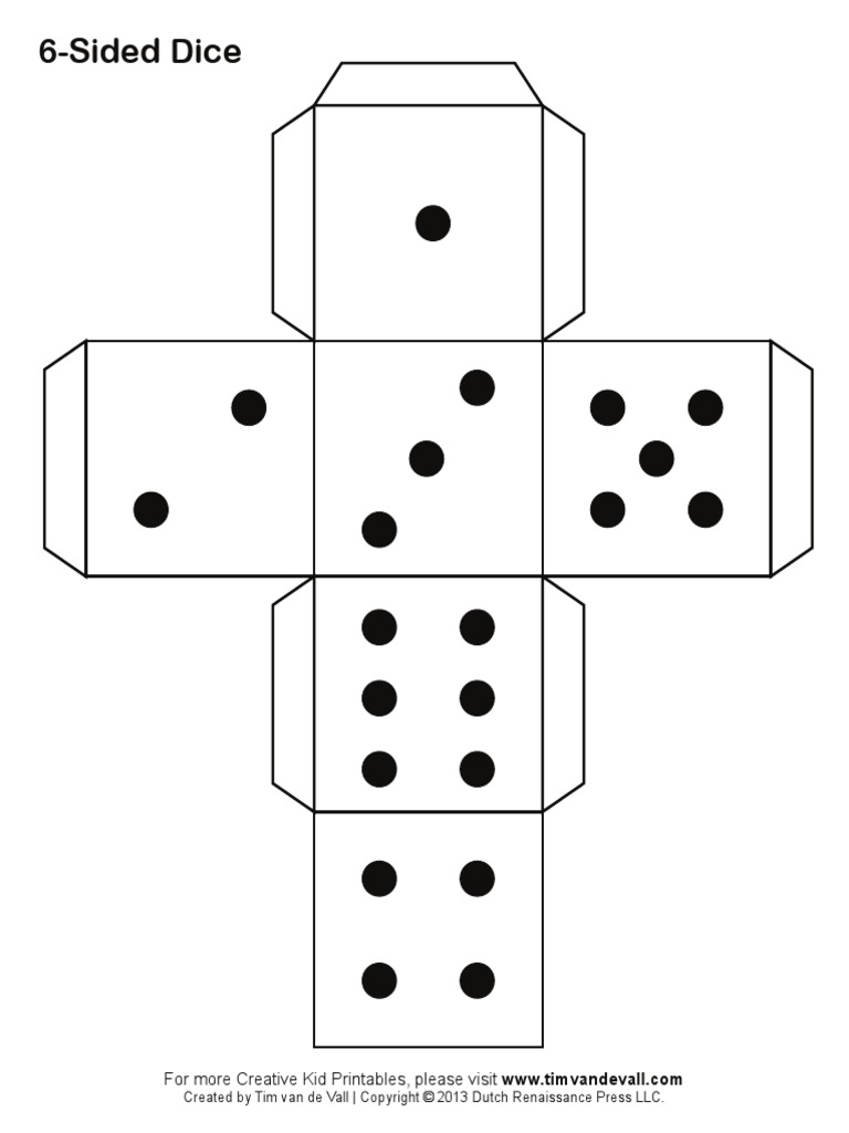 Printable 6 Sided Paper Dice Tabs | PDF