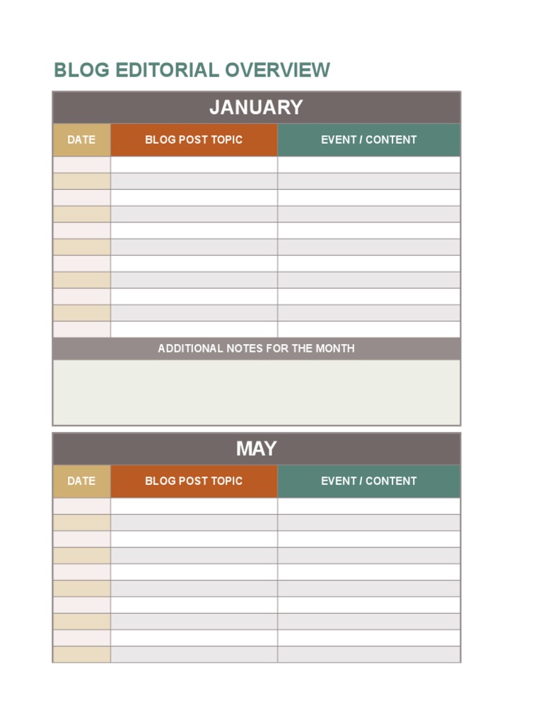 Blog Editorial Calendar Template - 0 | PDF | Public Opinion | Real Time Web